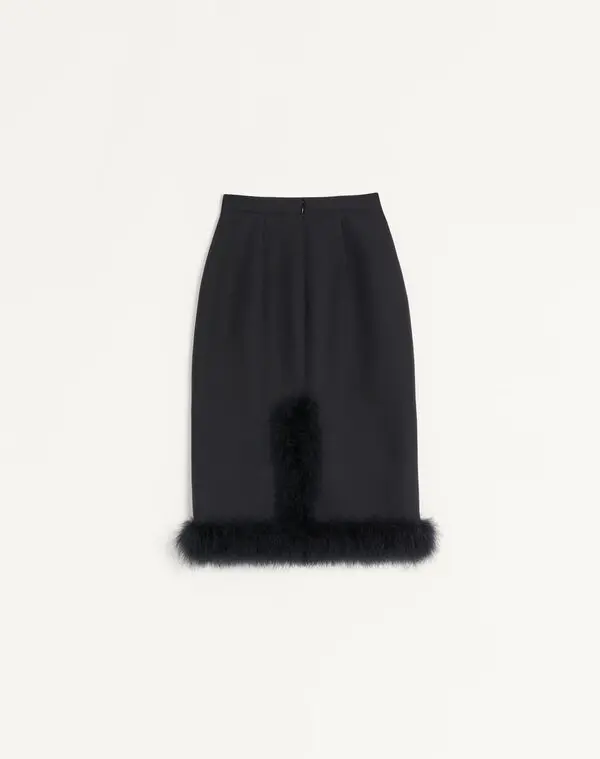 Valentino Garavani Crepe Couture Skirt With Feather Trim