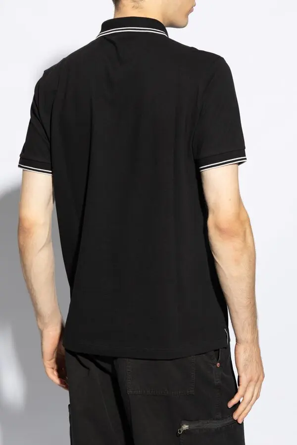 Stone Island Logo Patch Short Sleeved Polo Shirt - Black