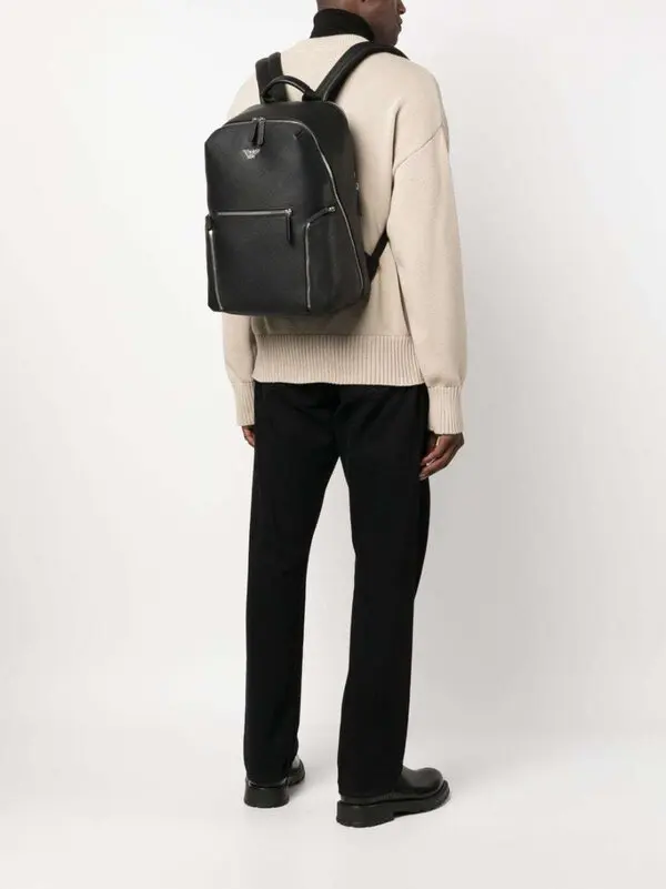 Emporio Armani Logo Plaque Zipped Backpack