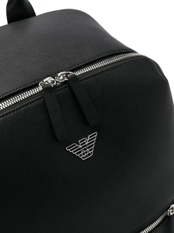 Emporio Armani Logo Plaque Zipped Backpack