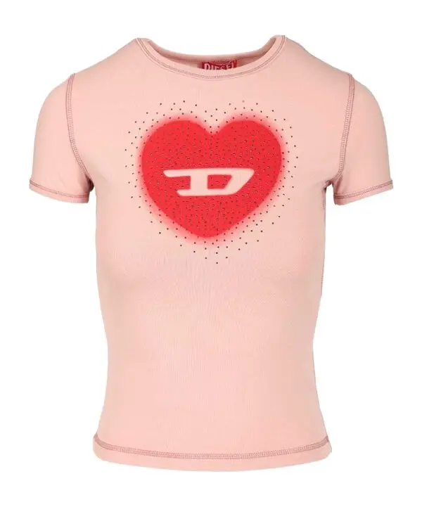 DIESEL® Crewneck T-shirt With Heart Embellishment - No