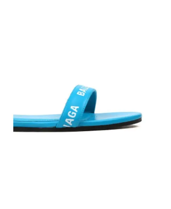 Balenciaga Logo Flat Sandals - Blue