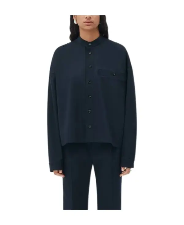 Bottega Veneta Wool-blend Shirt With Band Collar