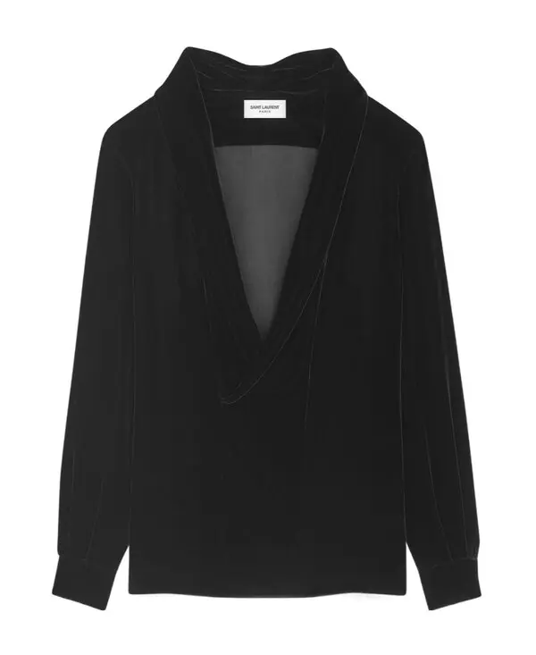 Saint Laurent Velvet Shawl Collar Blouse