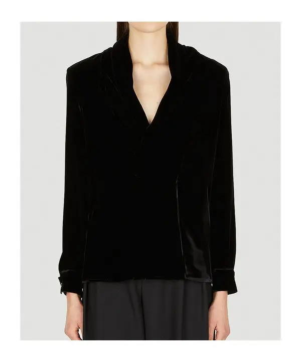 Saint Laurent Velvet Shawl Collar Blouse