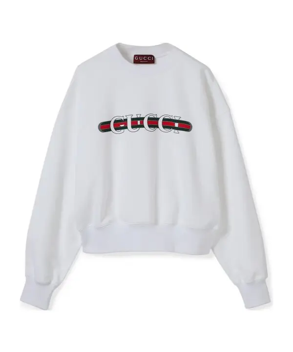 Gucci Logo Printed Jersey Sweatshirt - White