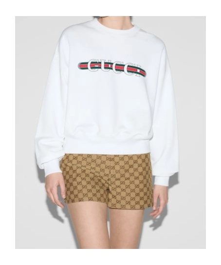 Gucci Logo Printed Jersey Sweatshirt - White