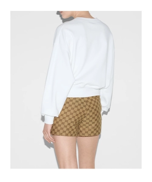 Gucci Logo Printed Jersey Sweatshirt - White