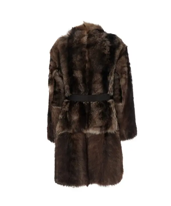 YVES SALOMON Shearling Belted Coat - Black