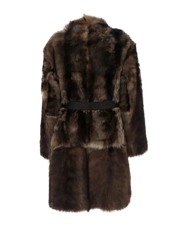 YVES SALOMON Shearling Belted Coat - Black