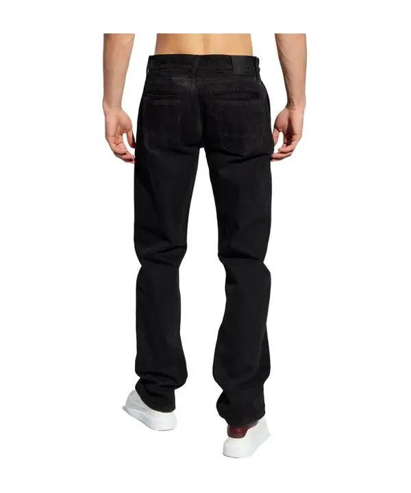 Alexander McQueen Straight-leg Jeans With Logo Patch - Black