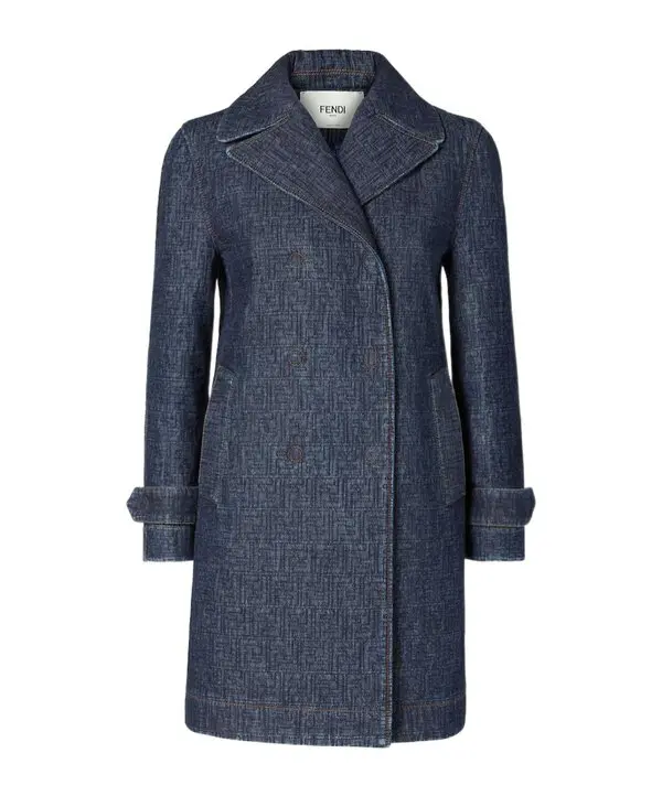 Fendi Quilted Ff Denim Double-breasted Coat