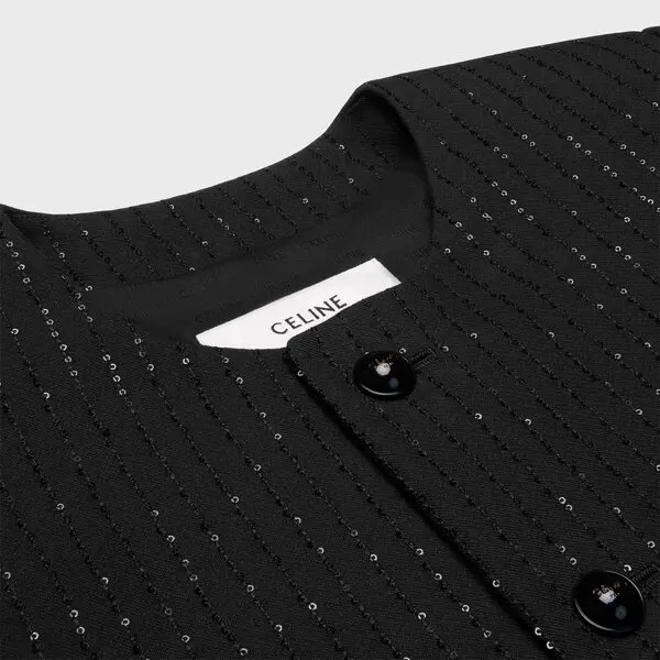 Celine Sequined Wool Jacket - Black