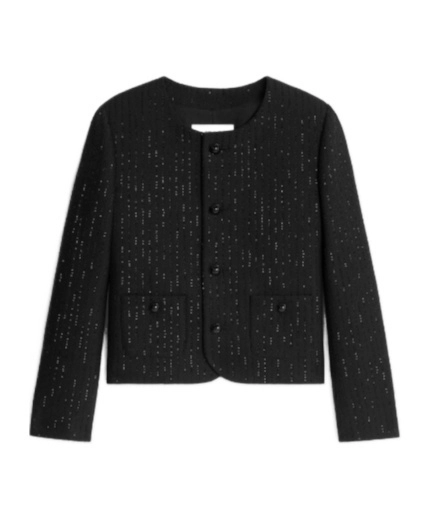 Celine Sequined Wool Jacket - Black