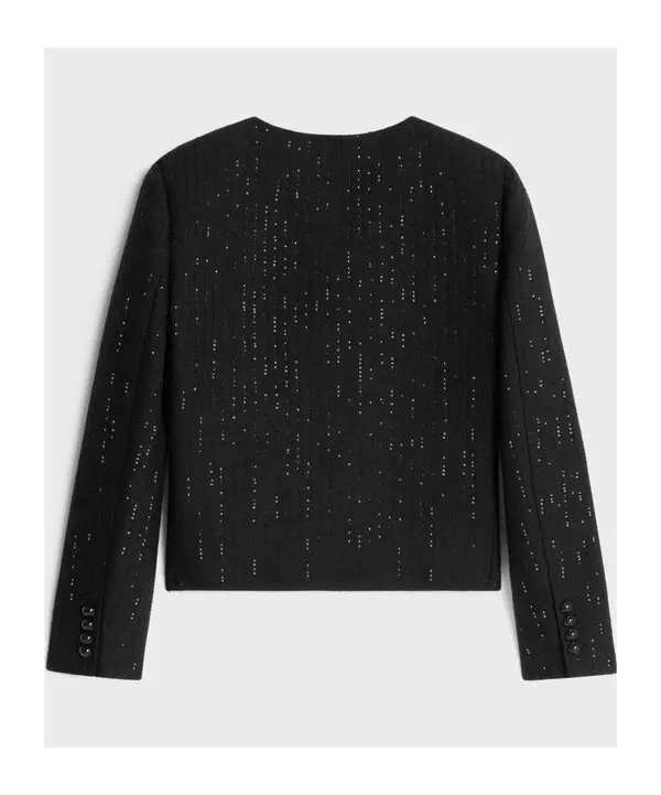 Celine Sequined Wool Jacket - Black