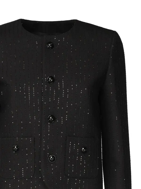 Celine Sequined Wool Jacket - Black