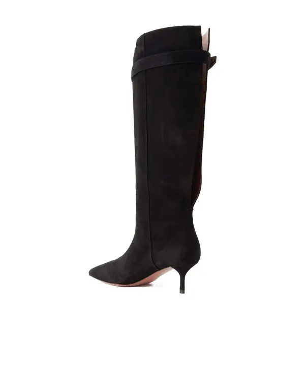 Alaïa Buckled Pointed Toe Kitten Heel Boots
