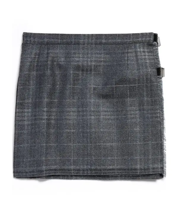Balenciaga Pleated Mini Skirt With Leather Belt Detail - Grey