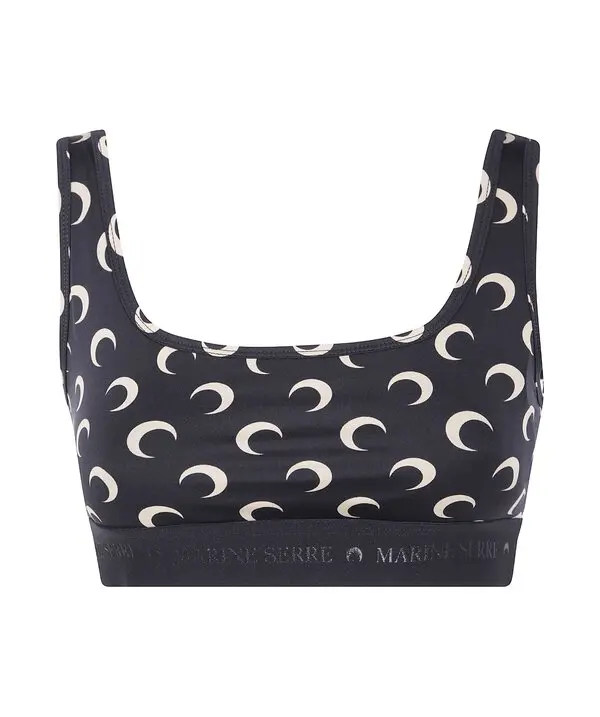 MARINE SERRE Moon-printed Sleeveless Sports Bra - Black