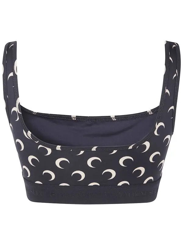 MARINE SERRE Moon-printed Sleeveless Sports Bra - Black
