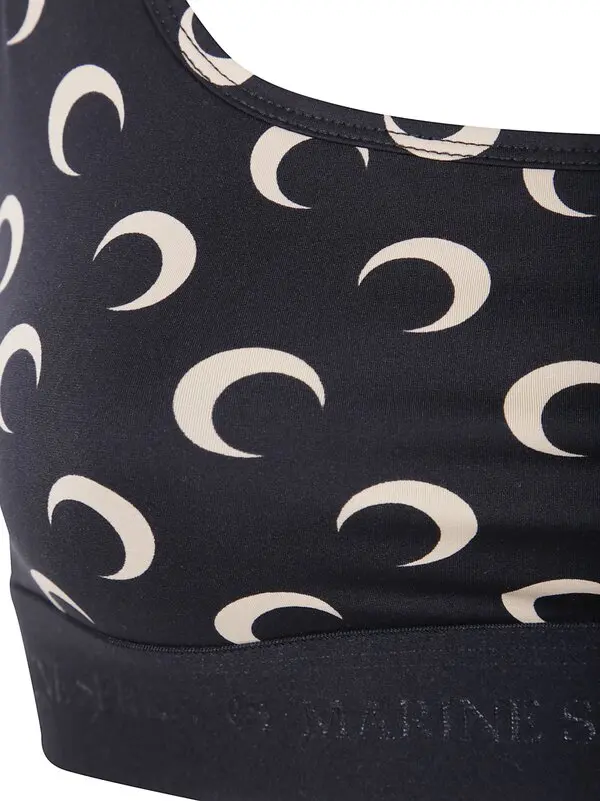 MARINE SERRE Moon-printed Sleeveless Sports Bra - Black