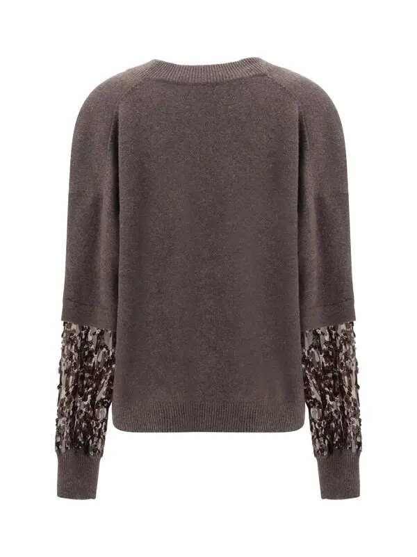 Brunello Cucinelli Sequin-embellished Cashmere V-neck Sweater