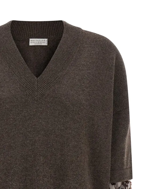 Brunello Cucinelli V-neck Sequin Embellished Sweater