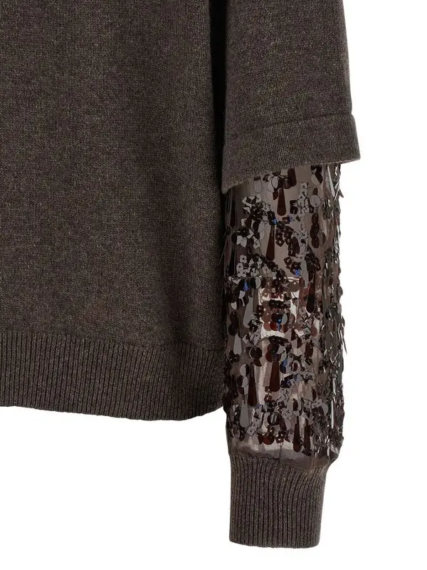 Brunello Cucinelli V-neck Sequin Embellished Sweater
