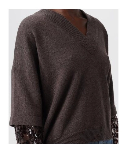 Brunello Cucinelli V-neck Sequin Embellished Sweater