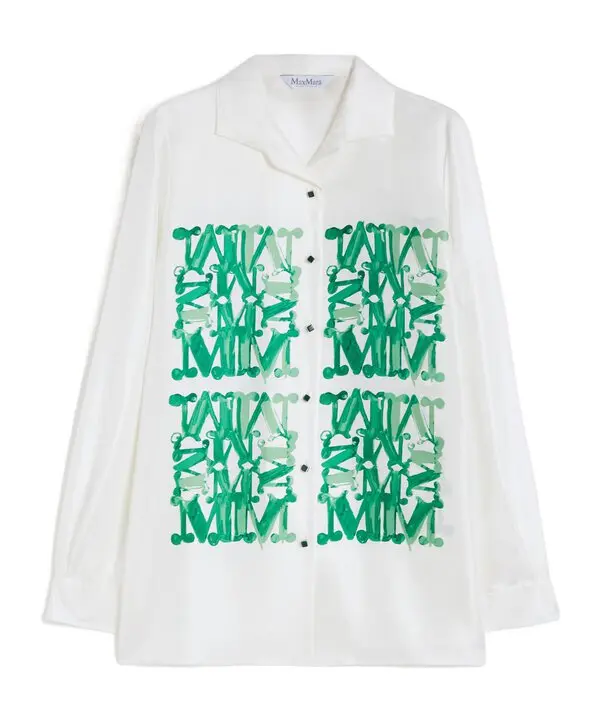 Max Mara Nabil Logo Printed Button-up Shirt - Emerald