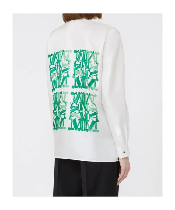 Max Mara Nabil Logo Printed Button-up Shirt - Emerald