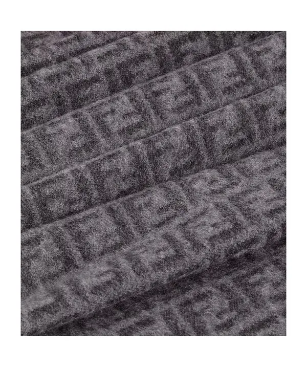 Fendi Ff Jacquard Fringed-edge Scarf - Grey