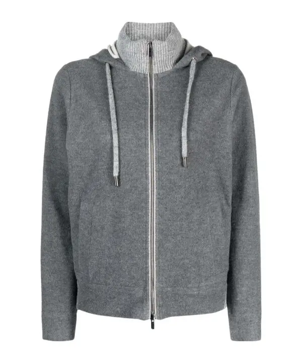 Peserico Zip-up Hooded Jacket With Ribbed Detailing