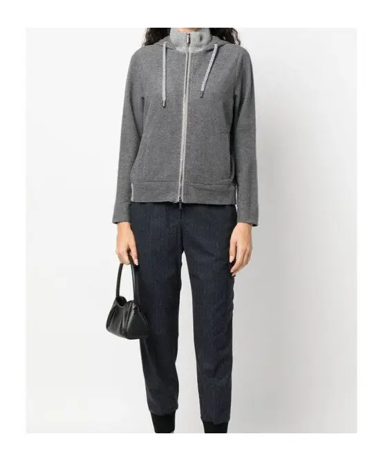 Peserico Zip-up Hooded Jacket With Ribbed Detailing