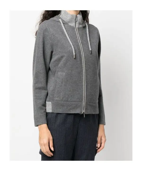 Peserico Zip-up Hooded Jacket With Ribbed Detailing