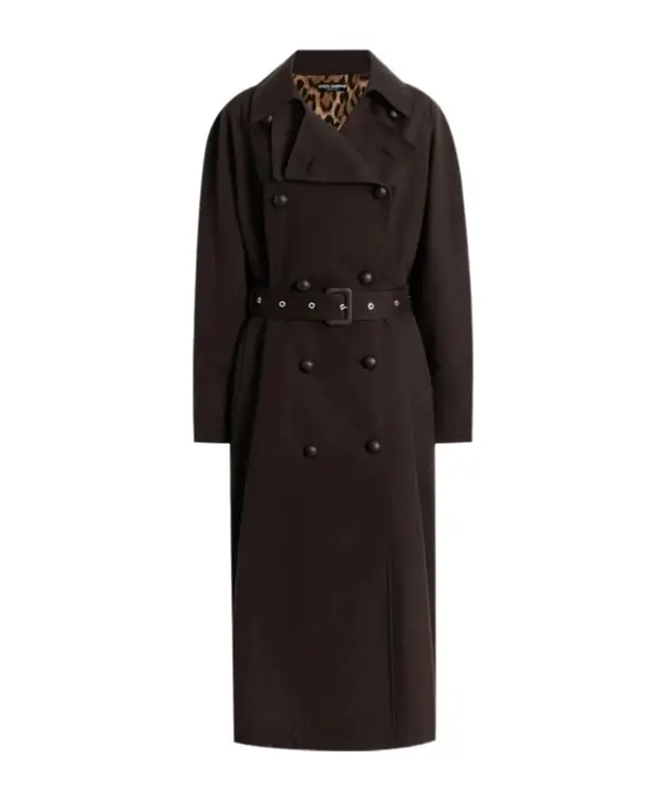 Dolce & Gabbana Double-breasted Belted Long Coat - Brown