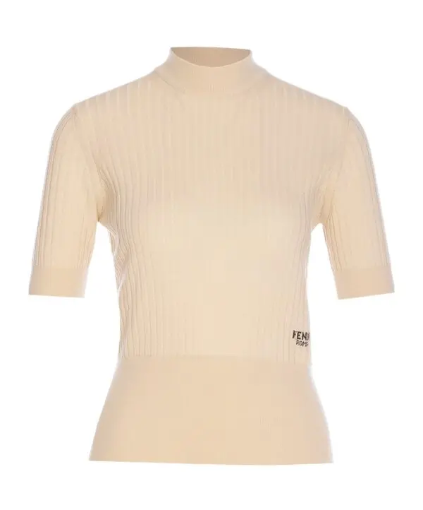 Fendi Short Sleeve Ribbed Sweater
