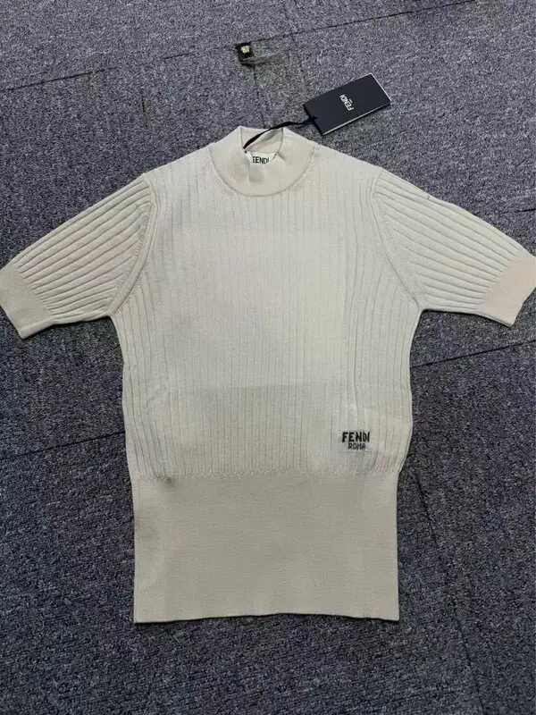 Fendi Short Sleeve Ribbed Sweater