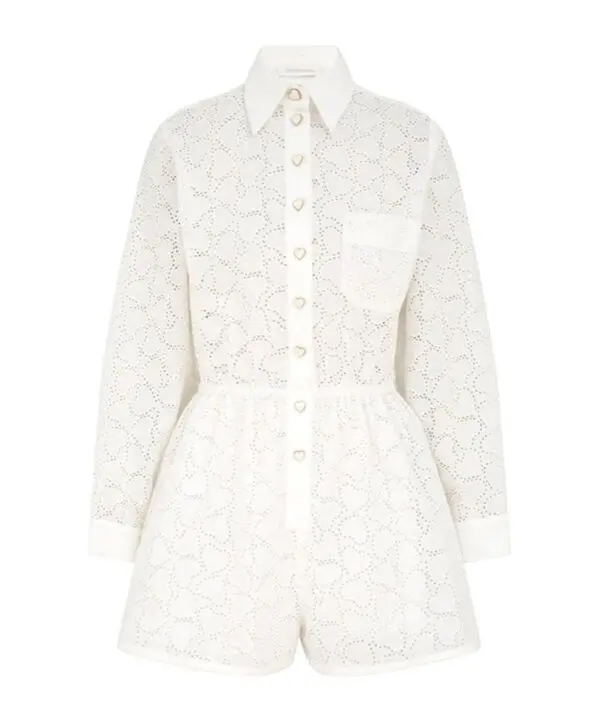Zimmermann Crush Embroidered Playsuit - Ivory