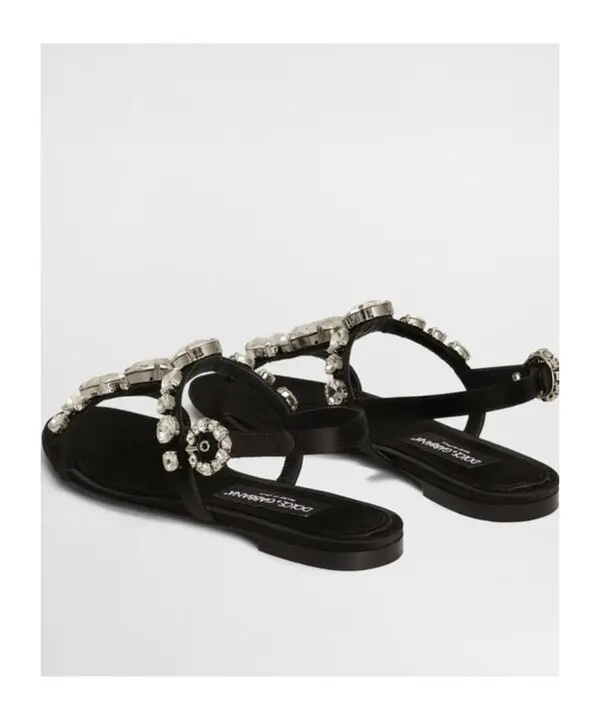 Dolce & Gabbana Embellished Flat Sandals - Black