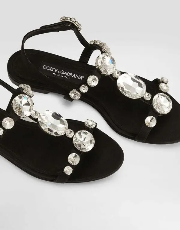 Dolce & Gabbana Embellished Flat Sandals - Black