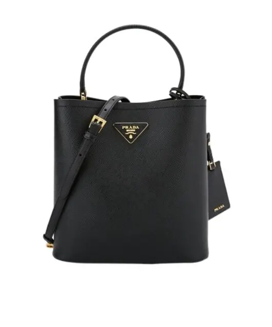 Prada Double Saffiano Logo Plaque Tote Bag
