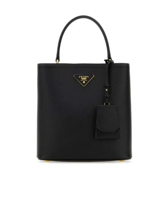 Prada Double Saffiano Logo Plaque Tote Bag