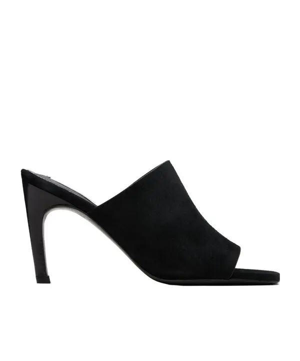TOTEME Square Toe Velour Mules - Black