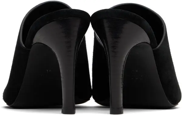 TOTEME Square Toe Velour Mules - Black