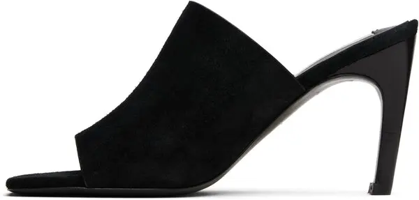 TOTEME Square Toe Velour Mules - Black