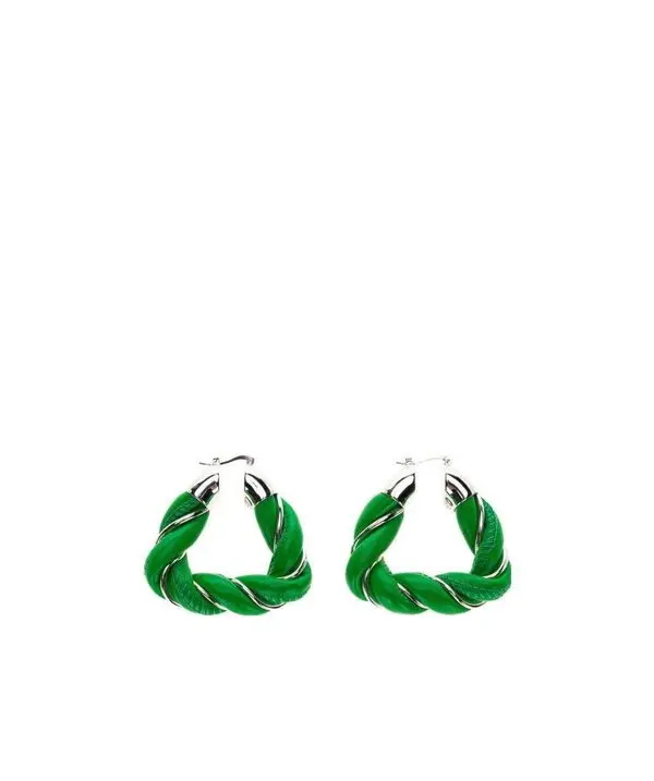 Bottega Veneta Twisted Hoop Earrings - Green