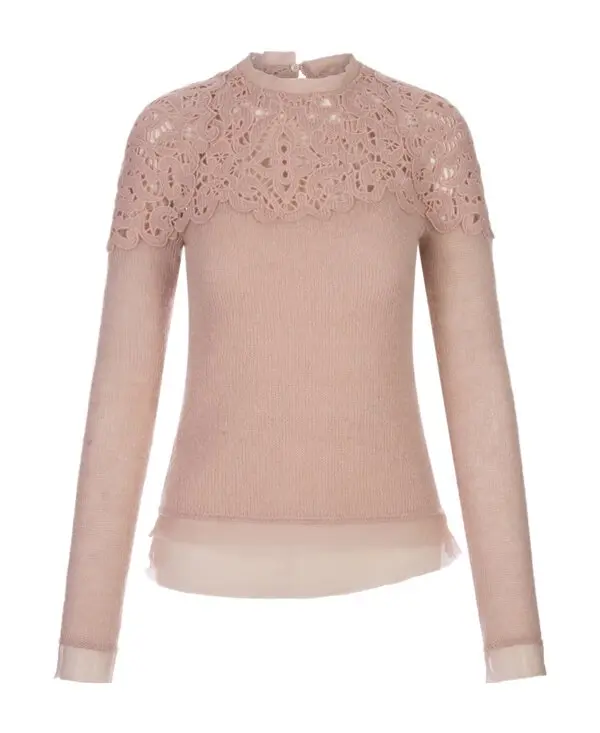Ermanno Scervino Guipure Lace Long-sleeve Jumper - Nude