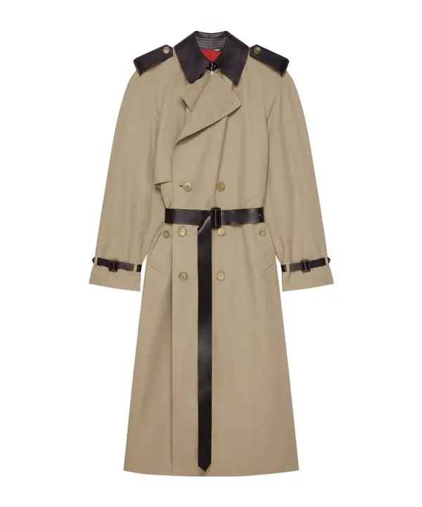 Givenchy Cotton Trench Coat With Leather Details - Light Brown