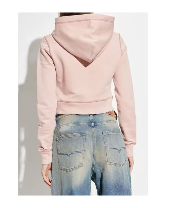 DIESEL® F-slimmy-hood Cropped Hoodie With Heart Detail - Pink